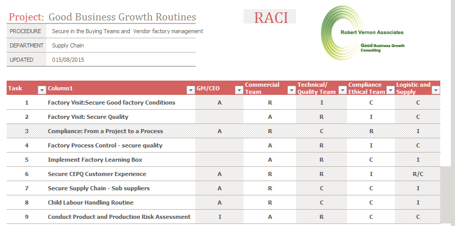 The RACI Chart…